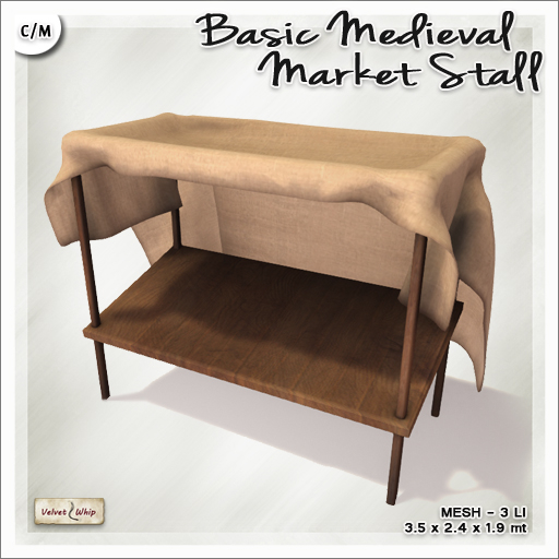 Second Life Marketplace - [V/W] Basic Medieval Market Stall - Empty ...
