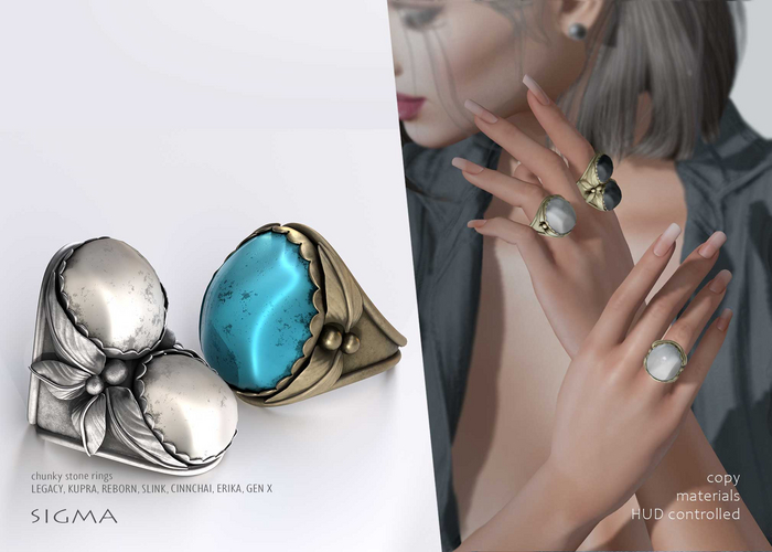 Second Life Marketplace - SIGMA Chunky stone rings