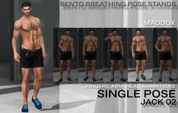 Second Life Marketplace - MADDOX | Bento Men Breathing POSE STAND ANIMATION | JACK 02