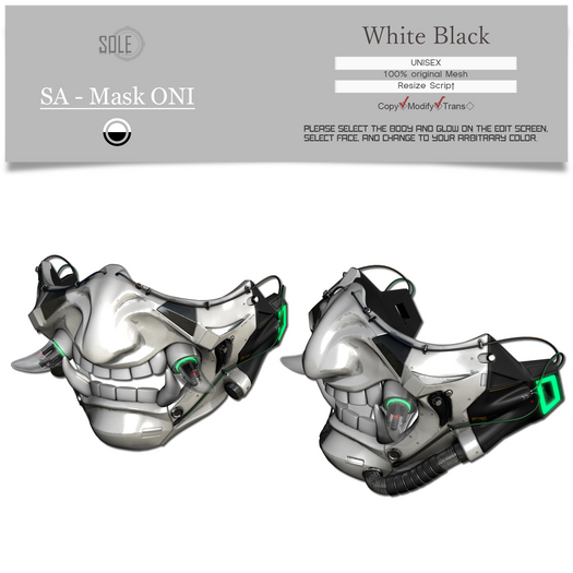 Second Life Marketplace - :::SOLE::: SA - Mask ONI (White Black)