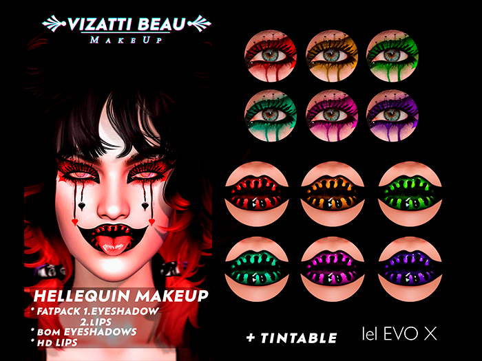 Second Life Marketplace - VIZATTI BEAU - HELLEQUIN HD LIPS - [unpacker]