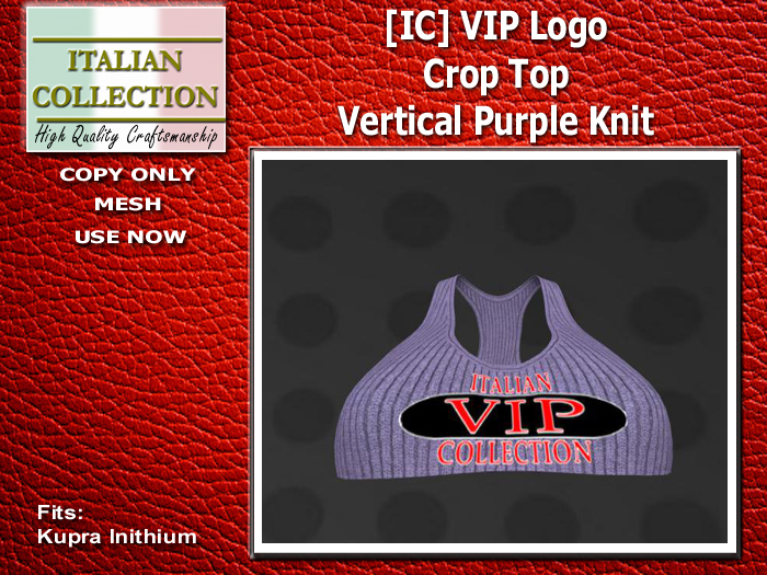 Second Life Marketplace - [IC] VIP Logo Crop Top Vertical Purple Knit ...