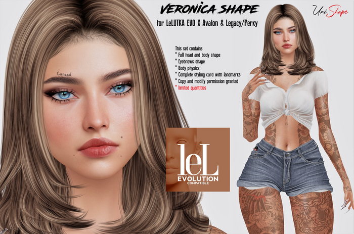 Second Life Marketplace - *Limited*Veronica shape for LeLutka Evo X Avalon & Legacy/Perky/Petite ...