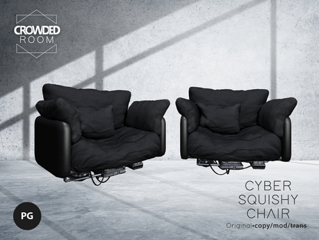 Second Life Marketplace - Crowded Room - Cyber Squishy Chair - Black - PG