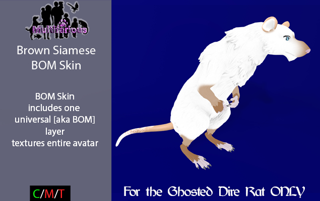 Second Life Marketplace - *M* Brown Siamese Dire Rat Skin
