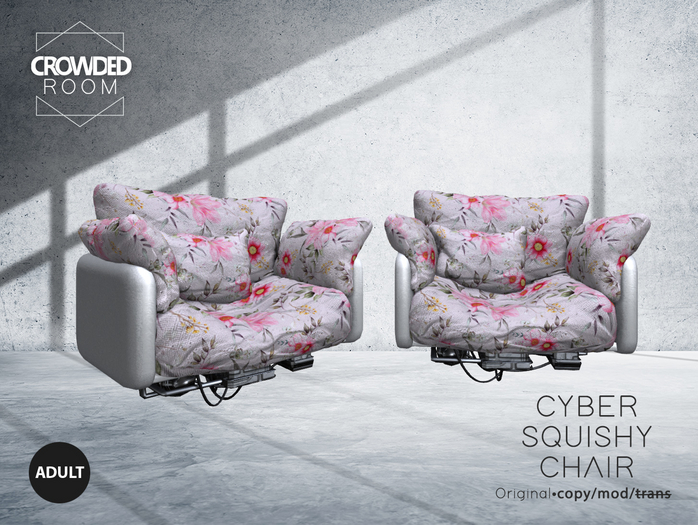 Second Life Marketplace - Crowded Room - Cyber Squishy Chair - Floral - A