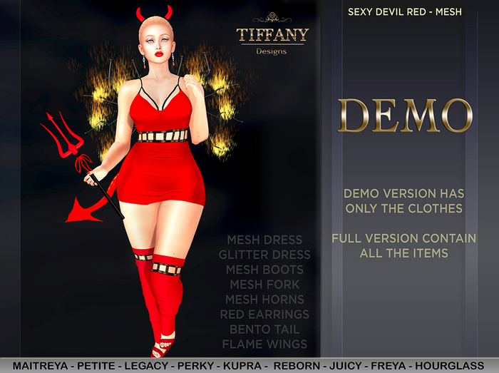 Second Life Marketplace - ::TD:: Sexy Devil {Mesh} Halloween ~ Red DEMO