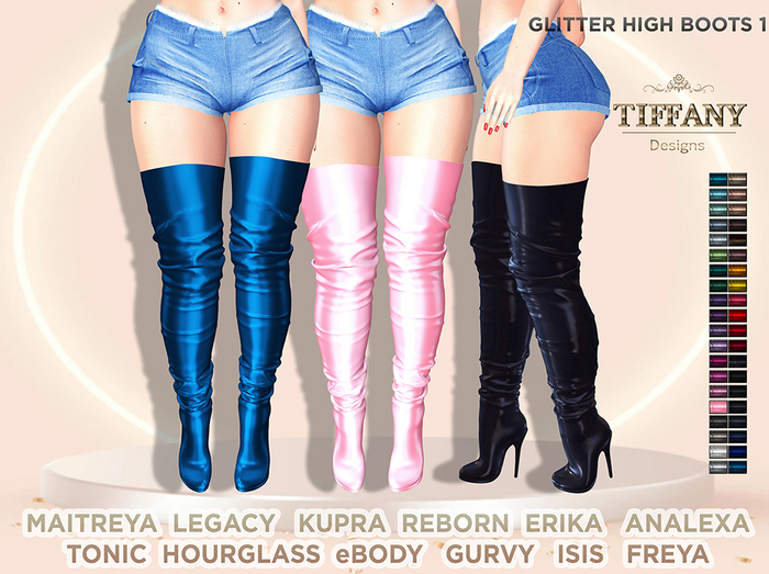 Second Life Marketplace - ::TD:: Glitter High Boots - Model 1