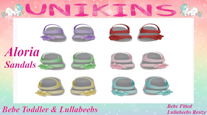 Second Life Marketplace - Unikins Aloria Green Flower Sandals (Bebe ...