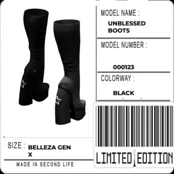 Second Life Marketplace - UNBLESSED BOOTS BLACK GEN X