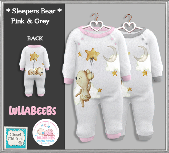 Second Life Marketplace - *CC* Bear Sleepers Pink & Grey {LullaBeebs ...
