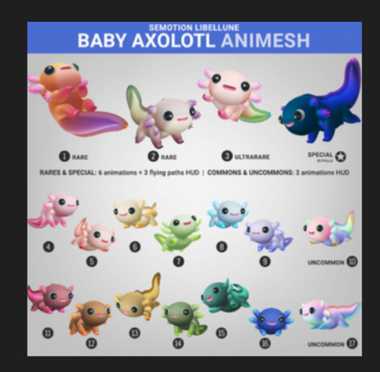 Second Life Marketplace - SEmotion Libellune Baby Axolotl Animesh COMMON 13