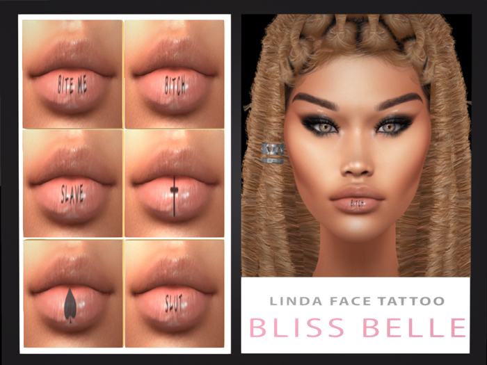 Second Life Marketplace - Bliss Belle Linda Face Tattoo ONLY FOR BOM UNPACK