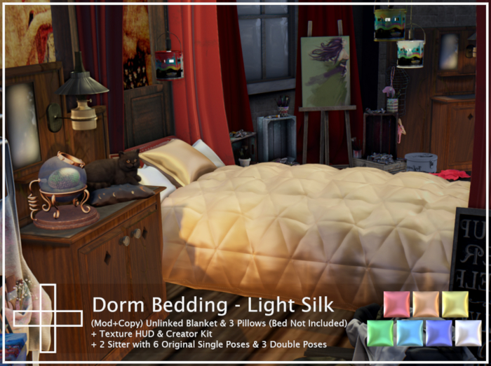 Second Life Marketplace - [L+D] Dorm Bedding - Light Silk