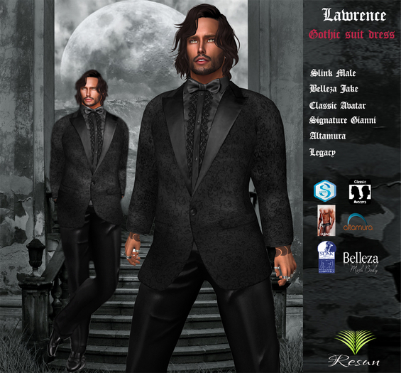 Second Life Marketplace - Res_Lawrence Gothic suit dress Black