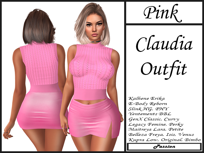 Second Life Marketplace - Passion-Claudia-Outfit-Pink