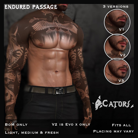 Second Life Marketplace - .catori. Endured Passage tattoo {BoM} (add)