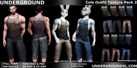 Second Life Marketplace - (UG) - Cole Outfit Texture Pack 2