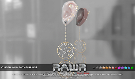 Second Life Marketplace - RAWR! Curse HUMAN EvoX Earrings (add me)