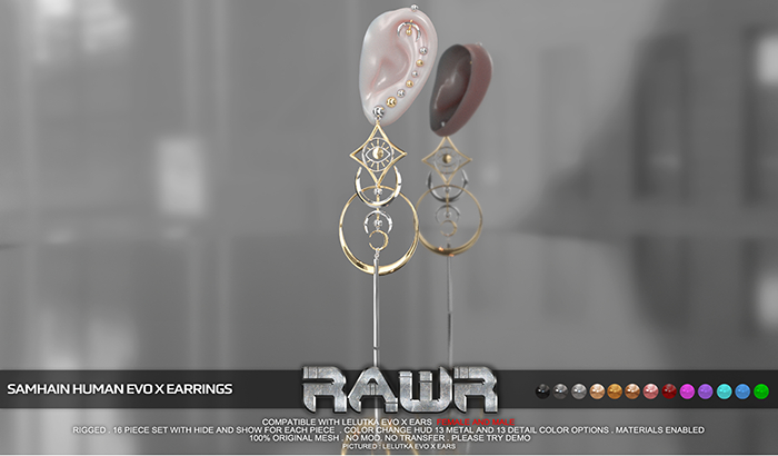 Second Life Marketplace - RAWR! Samhain HUMAN EvoX Earrings (add me)