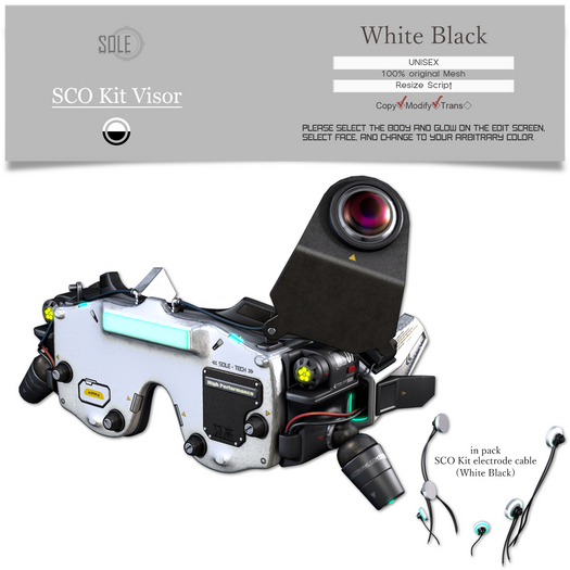 Second Life Marketplace - :::SOLE::: SCO Kit Visor (White Black)