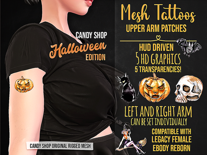Second Life Marketplace - Candy Shop ♥ MESH TATTOO HALLOWEEN ♥ REBORN ...