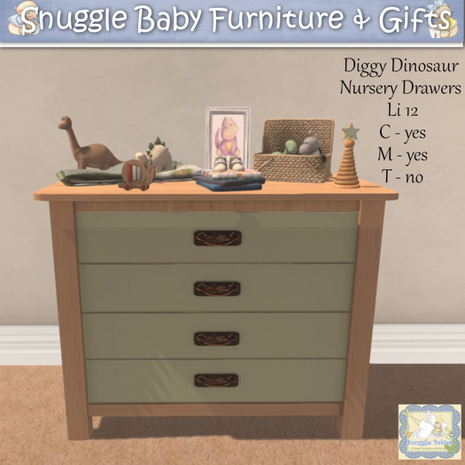 Second Life Marketplace - Diggy Dinosaur Nursery Drawers by Snuggle baby