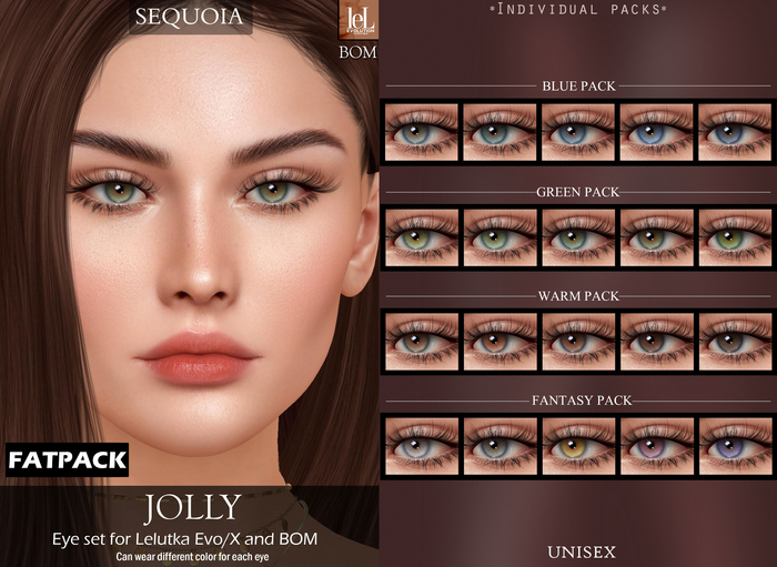 Second Life Marketplace - FATPACK::Sequoia:: Jolly eye set for Lelutka ...