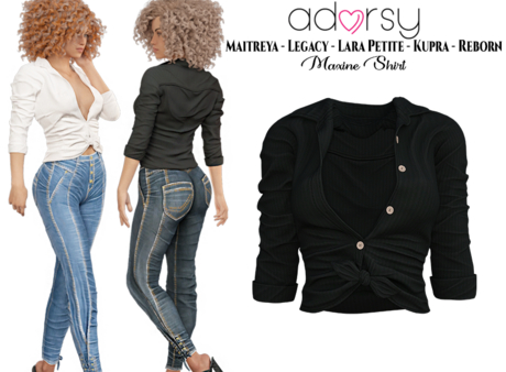Second Life Marketplace - adorsy - Maxine Shirt Dark Black - Maitreya ...
