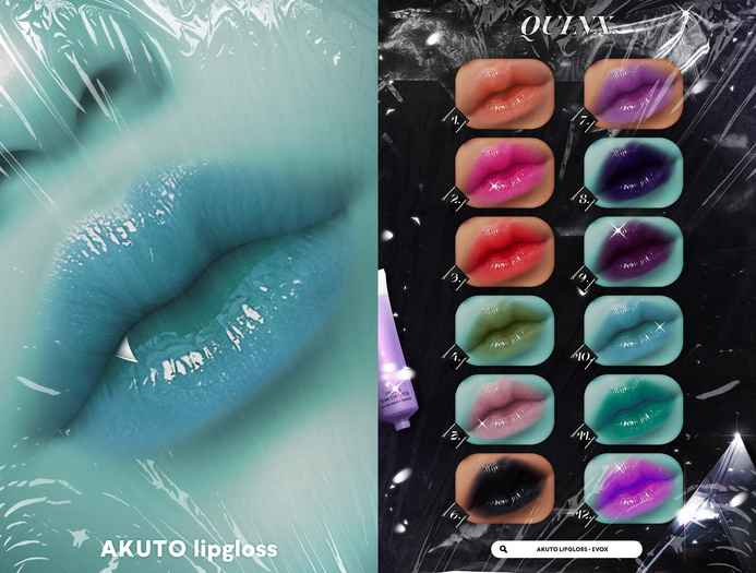 Second Life Marketplace - quinx. akuto lipgloss (evox) demo