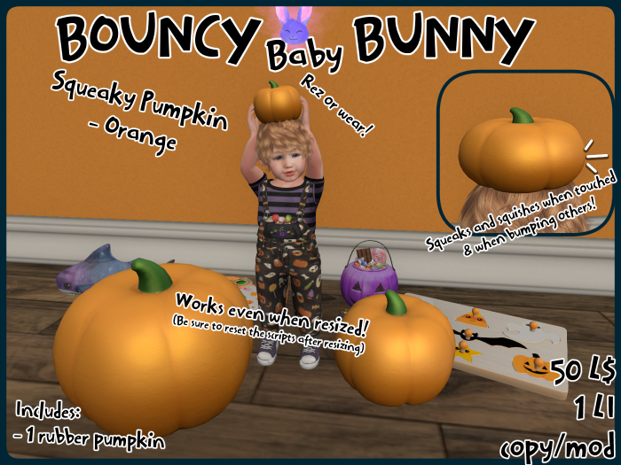 Second Life Marketplace - [BBB] Squeaky Pumpkin - Orange