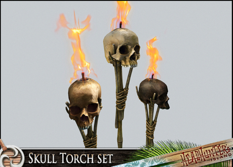 Second Life Marketplace - HeadHunter's Island - Skull Torch set - 3 ...