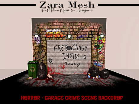 Second Life Marketplace - ZM - Horror - Garage Crime Scene Backdrop ...