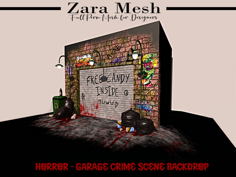 Second Life Marketplace - ZM - Horror - Garage Crime Scene Backdrop ...