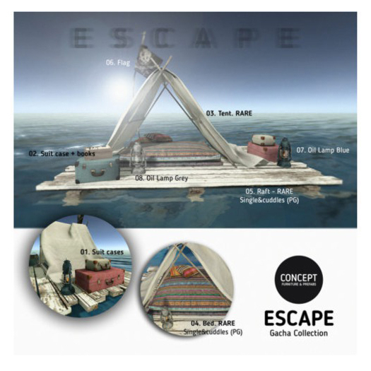 Second Life Marketplace - Concept} *05. Escape. Raft - RARE