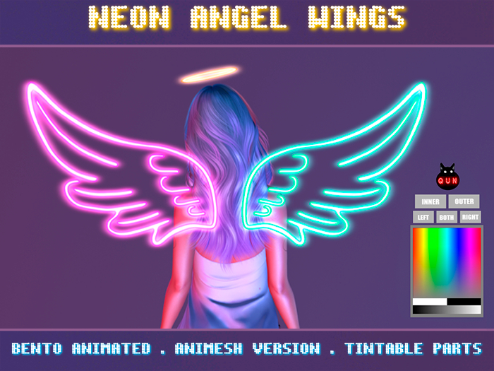Second Life Marketplace - QUN- Neon Bento Angel Wings