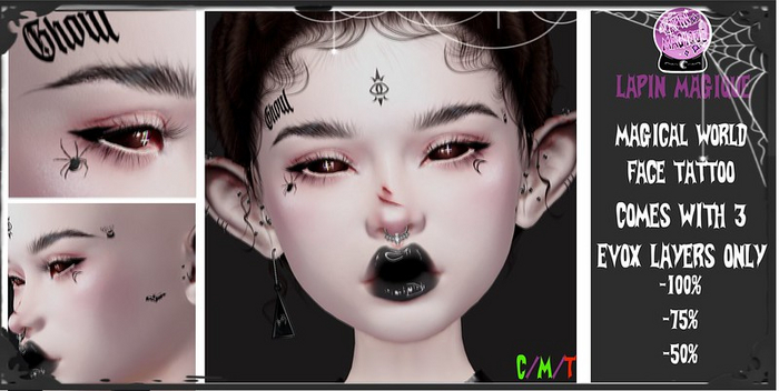 Second Life Marketplace - [LMS]Goth Magique FACE Tattoo[EVOX ONLY]