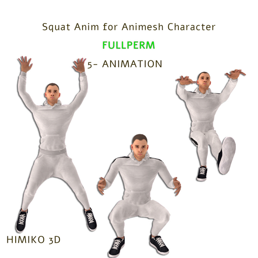 Second Life Marketplace - Squat Anim. for Animesh Character-HIMIKO 3D ...