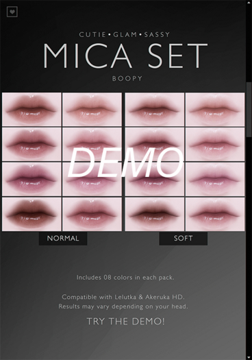 Second Life Marketplace [boopy] Mica Lipstick Demo