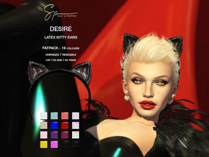 Second Life Marketplace - S&P Desire Kitty ears (wear to unpack)