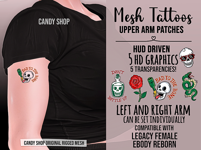 Second Life Marketplace - Candy Shop ♥ MESH TATTOO / ROCKNROLL REBORN ...
