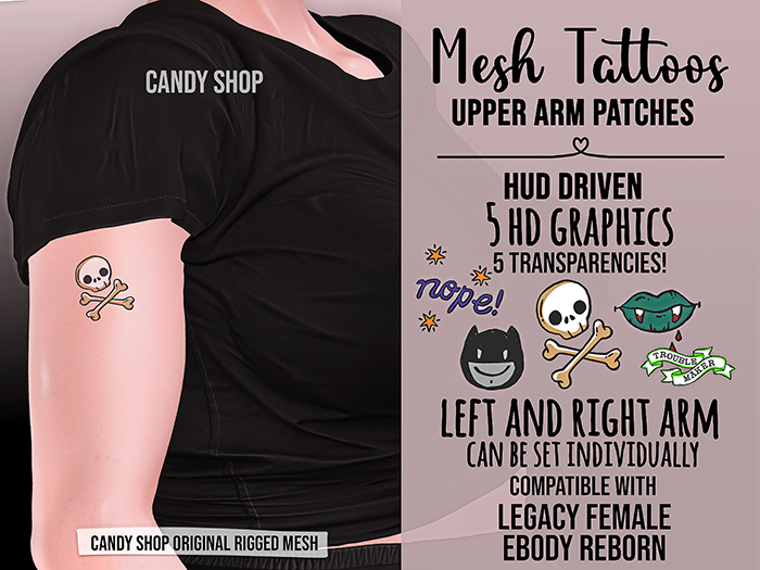 Second Life Marketplace - Candy Shop ♥ MESH TATTOO / NOPE ♥ REBORN ...