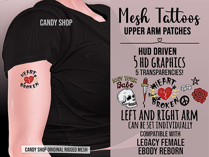 Second Life Marketplace - Candy Shop ♥ MESH TATTOO / ANTIBABE ♥ REBORN ...