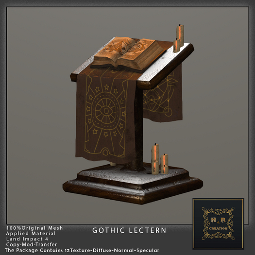 Second Life Marketplace - H&R Gothic Lectern FULL PERM Pack (wear)