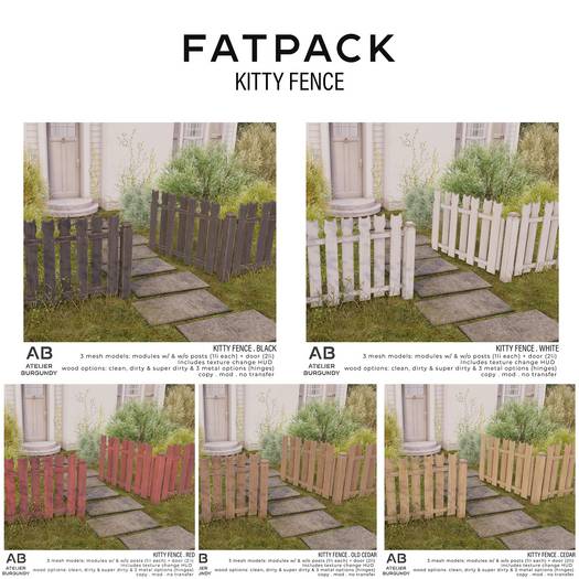 Second Life Marketplace - Atelier Burgundy . Kitty Fence Fatpack *ADD*