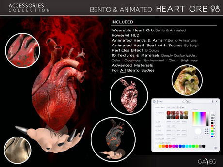 Second Life Marketplace - [GA.EG] Animated Heart Orb - Vampire Goth ...
