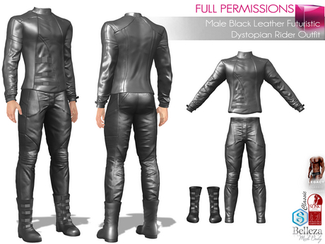 Second Life Marketplace - Full Perm 3IN1 Male Black Leather Futuristic ...