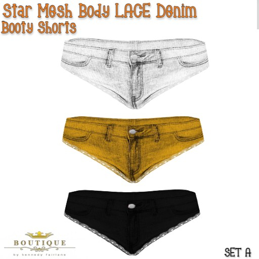 Second Life Marketplace - Star Mesh Body - Set A Booty Shorts LACE ...