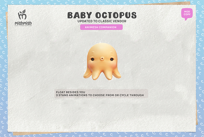 Second Life Marketplace - MishMish - Baby Octopus Companion - Sunny [Boxed]