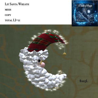 Second Life Marketplace - ***Holiday Lit Santa Wreath, BagLI=11